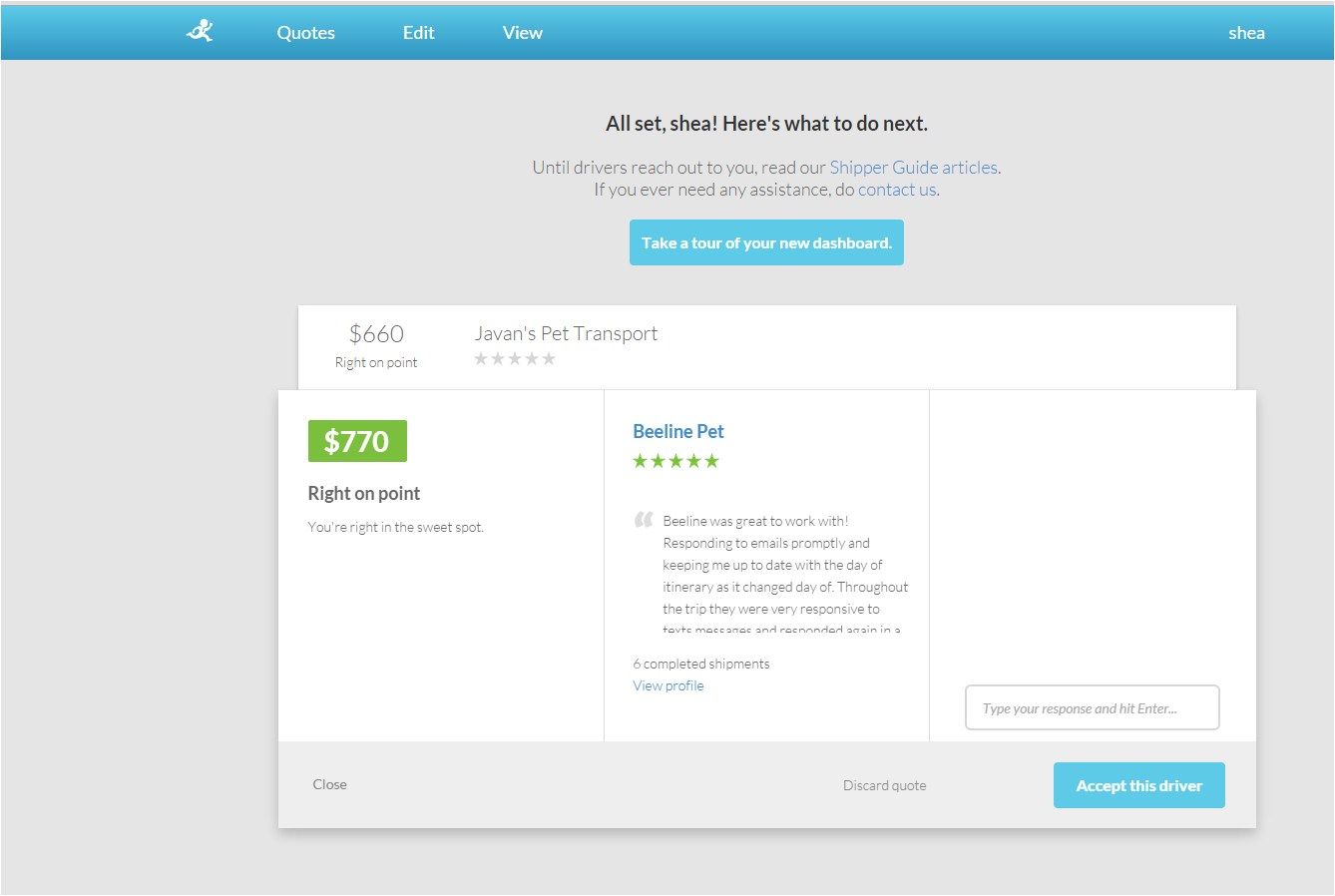 CitizenShipper Unveils New Shipper Dashboard